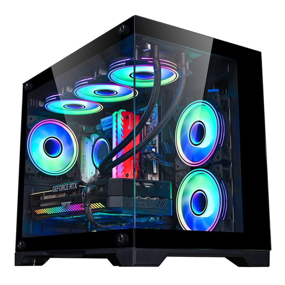 CiT Concept Black MATX Gaming Cube PC Case - Black