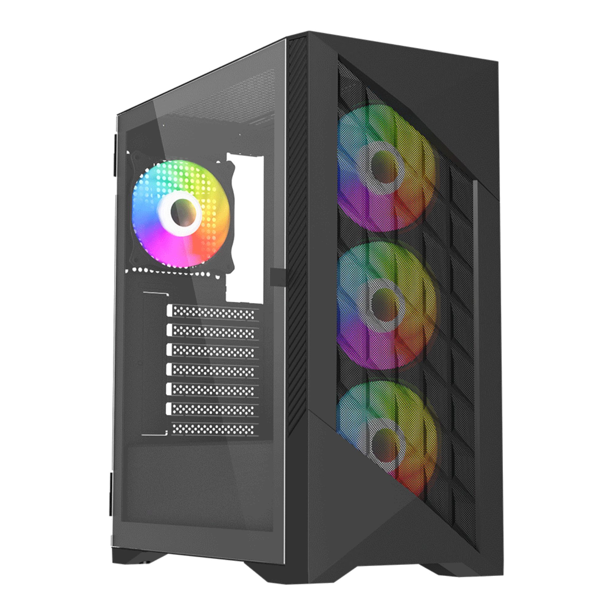 Vida Typhoon ATX ARGB Tempered Glass Gaming PC Case - Black