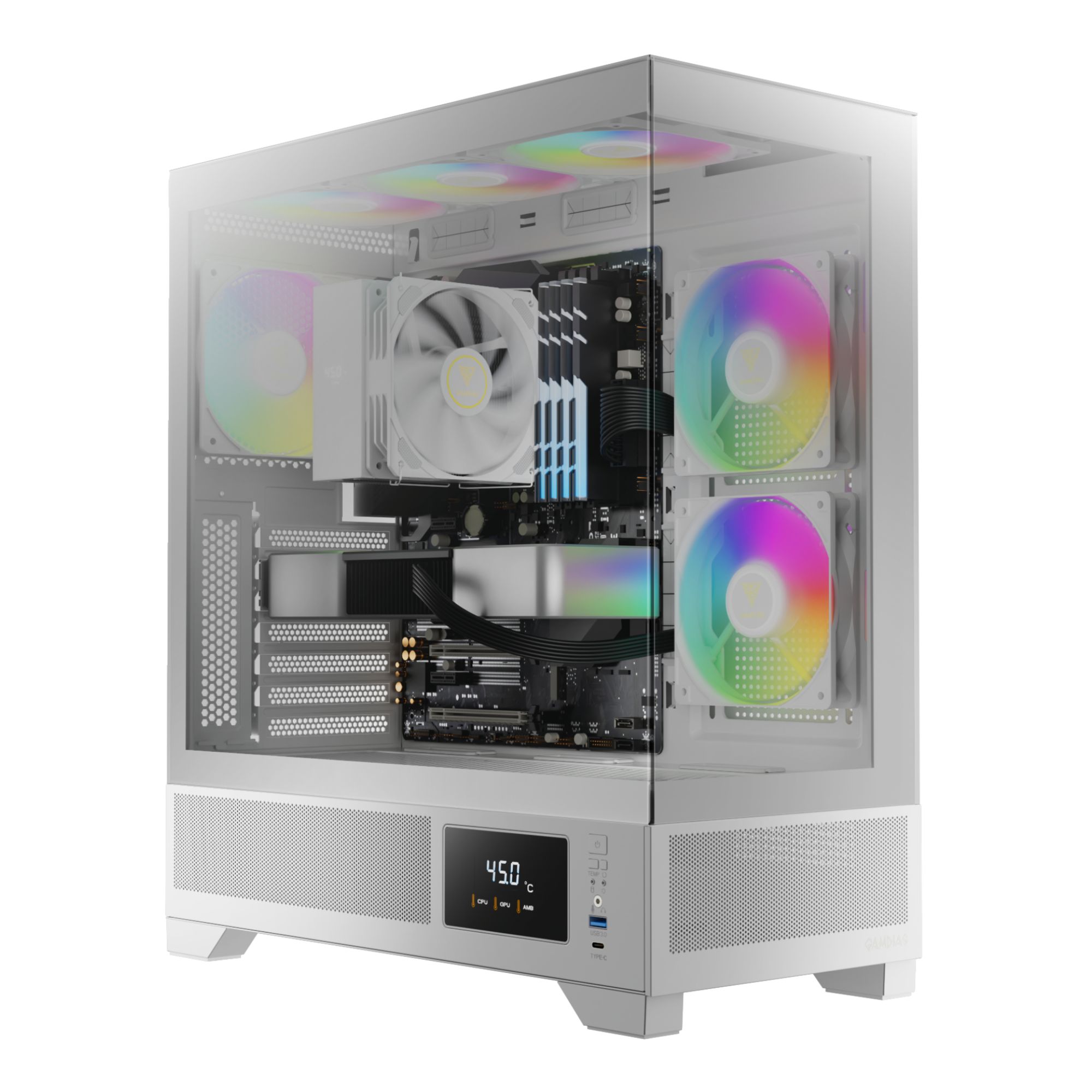 Gamdias ATLAS M1 WH Mid Tower ATX Gaming PC Case with 3 x RGB Fans - White