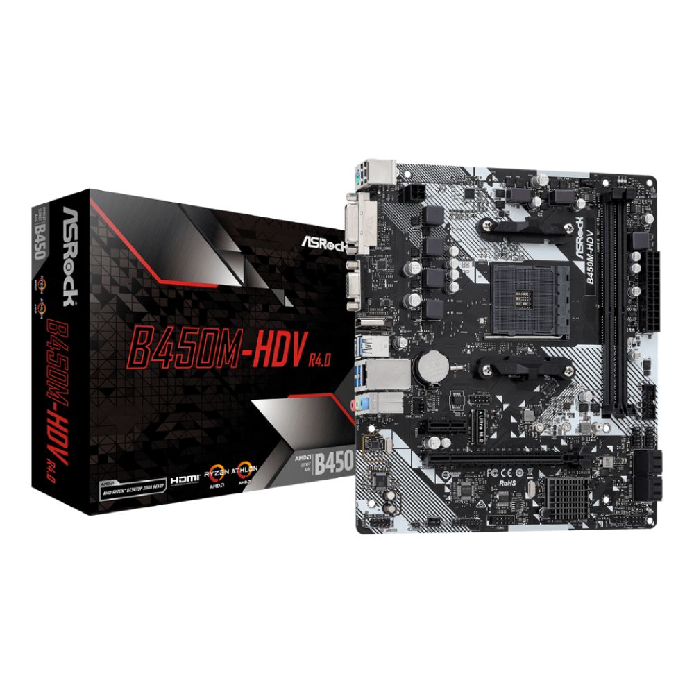 Asrock B450M-HDV AMD B450 Socket AM4 micro ATX Motherboard