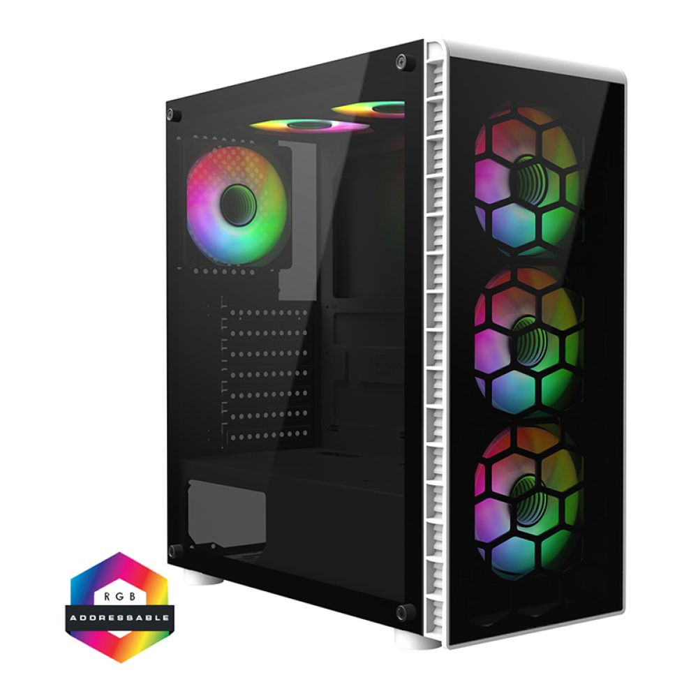 CiT Raider White ATX Gaming PC Case - White